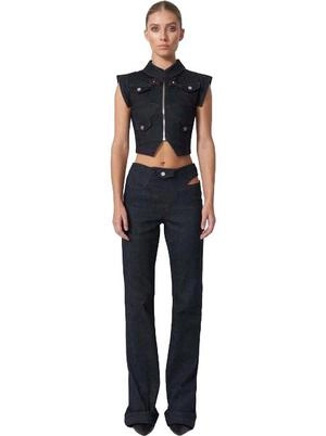 JENDUE Jendue Davidson Cropped Denim Vest