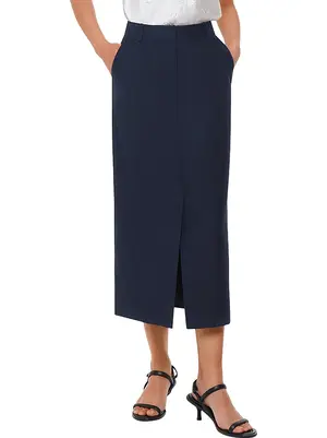 Whistles Pinstriped Tailored Midi Skirt - Navy/multi