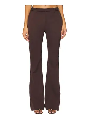SEROYA Elvira Heavy Satin Flare Trouser - Ash Brown
