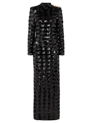 Balmain Open-back Embellished Sequined Maxi Dress - Black