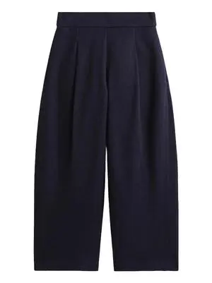 Cos Boiled Wool Barrel-Leg Pants Navy