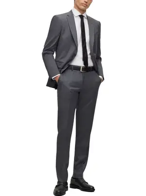 BOSS Pressed-crease Tailored Trousers - Grey