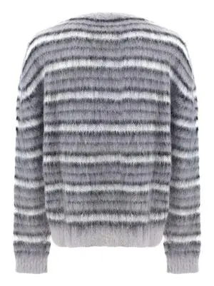 Marni Marni Striped Mohair-Blend Sweater Grey