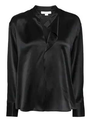 Vince Draped Silk Blouse - Black