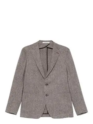 Tagliatore Herringbone-pattern Blazer Brown