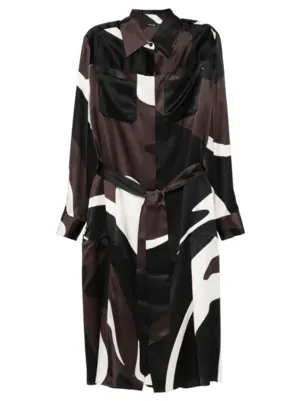 KITON Kiton Printed Silk Midi Shirt Dress