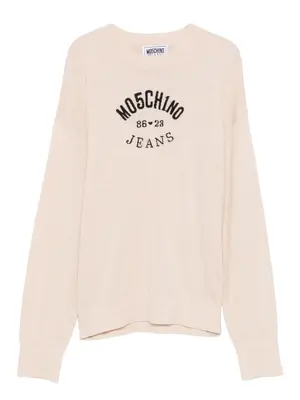 Moschino Intarsia-logo Sweater - Neutrals