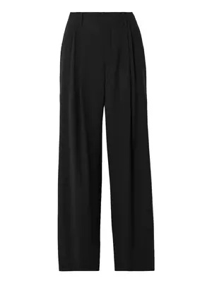 LIBEROWE Annie Pleated Wide-leg Wool Pants - Black