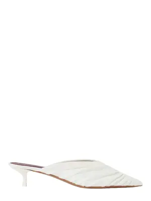 NEOUS Maia Velvet-trimmed Ruched Cady Mules - Ivory