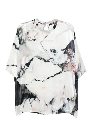 Roberto Cavalli Marble-print Blouse - White
