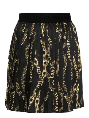 Versace Chain Couture-print Pleated Skirt - Black