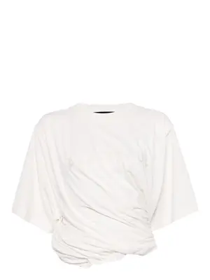 ALAINPAUL ALAINPAUL Logo-Embroidered Draped T-Shirt