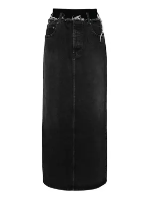 ALAINPAUL Distressed Denim Skirt - Black