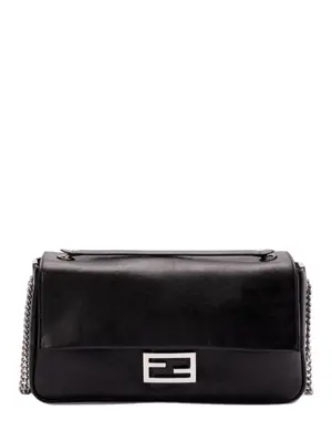 Fendi Leather Baguette Shoulder Bag - Black