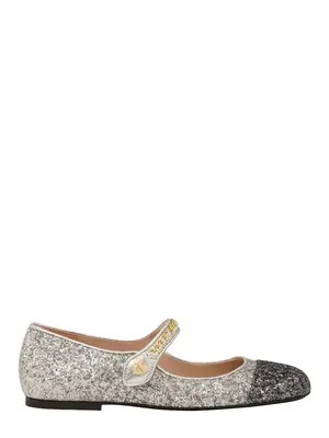 Moschino Glitter Ballerinas - Silver
