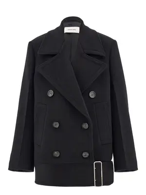 FERRAGAMO Brushed-finish Pea Coat - Black