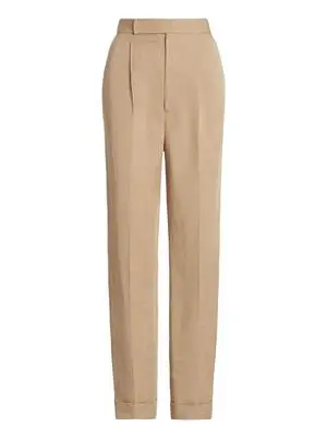 Ralph Lauren Evanne Pleated Linen-blend Trousers - Neutrals