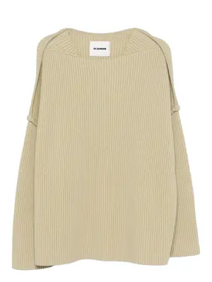 JIL SANDER Ribbed Wool Sweater - Green