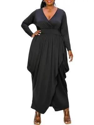 L I V D Giuliana Long Sleeve Maxi Dress - Black