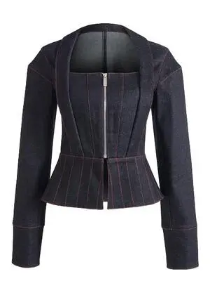 JENDUE Davidson Corset Denim Jacket - Deep Blue