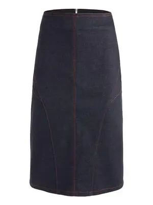 JENDUE Davidson Pencil Denim Skirt - Deep Blue