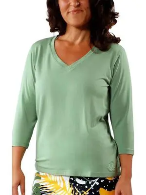 UV SKINZ 3/4 Sleeve V-neck Tee - Sage