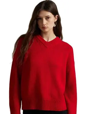 Ralph Lauren Cashmere High V-neck Sweater - Rl2000 Red