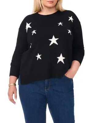 Vince Camuto Star Crewneck Sweater - Rich Black