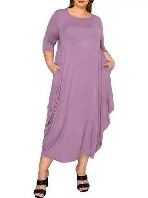 L I V D Evelyn Bubble Hem Jersey Midi Dress - Lavender Dusty