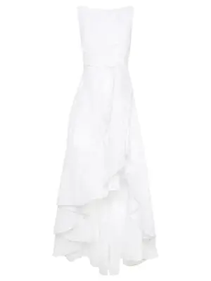 Talbot Runhof Draped Asymmetric Maxi Dress - White