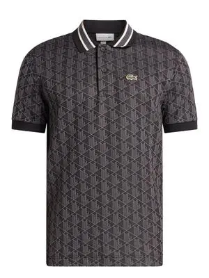 Lacoste Monogram-jacquard Polo Shirt - Black
