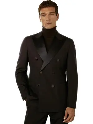 REISS Shadow Double-breasted Tuxedo Jacket In Wool