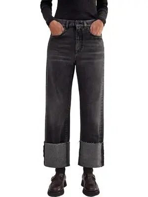 ME+EM Authentic Relaxed Deep Turn-up Jean - Washed Black