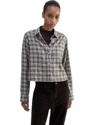 ME+EM Check Cotton Merino Crop Shirt - Multi Check