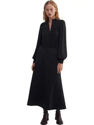 ME+EM Gather Detail Midi Dress - Black