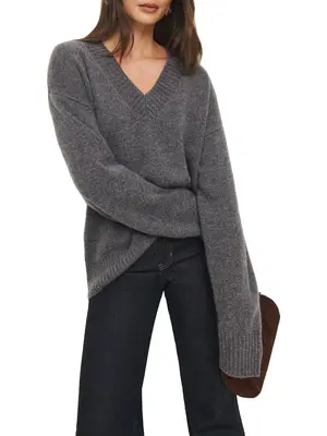 REFORMATION Reformation Jadey Oversized Cashmere Sweater Thunder