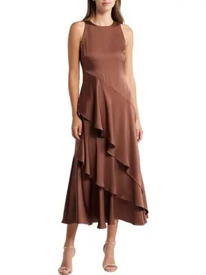 Parker The Angie Layered Ruffle Maxi Dress - Brown Umber