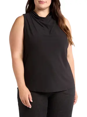 Universal Standard Universal Standard Cowl Neck Crepe Tank Black