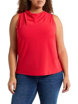 Universal Standard Universal Standard Cowl Neck Crepe Tank Vermilion Red