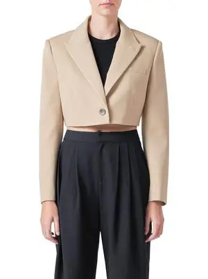 GREY LAB Cropped Blazer - Beige