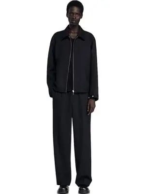 Sandro Zip-up Jacket With Pockets - Black
