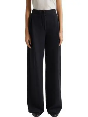Emporio Armani Chevron Jersey Straight Leg Trousers - Solid Black