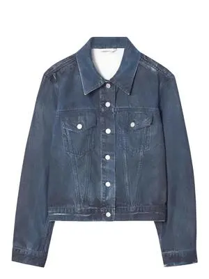 Cos Sprayed-denim Trucker Jacket - Dark Blue