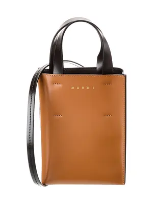 Marni Marni Museo Nano Leather Tote Brown