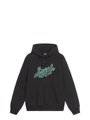 StÜssy Satin Patch Oversized Hoodie - Washed Black