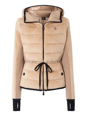 Moncler Fleece Quilted Hooded Jacket - Neutrals