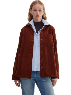 ME+EM Oversized Corduroy Shacket - Conker