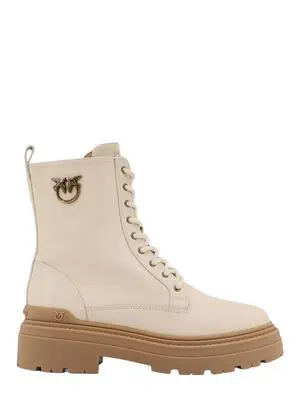 Pinko Lace-up Boots - Cream