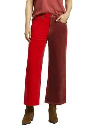 Brixton Margo High Waist Two-tone Crop Corduroy Pants - Cowhide/ Mars Red Cord