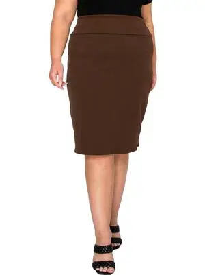 L I V D Molly Pencil Skirt - Brown